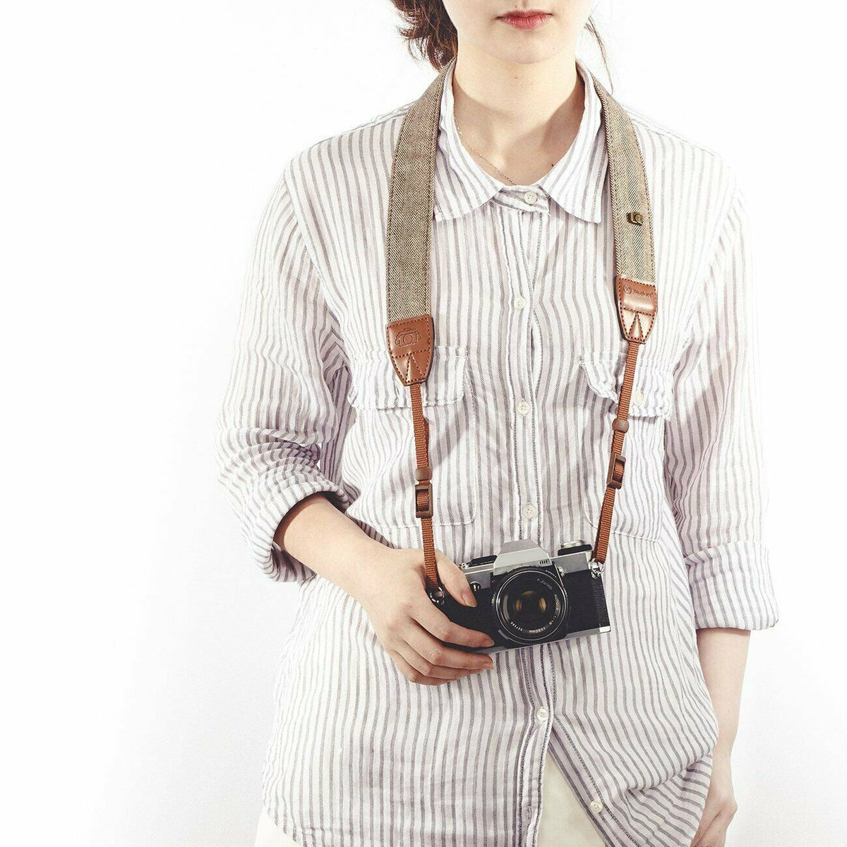 Vintage White and Brown Weave Camera Shoulder Neck Strap Belt – Fanwill